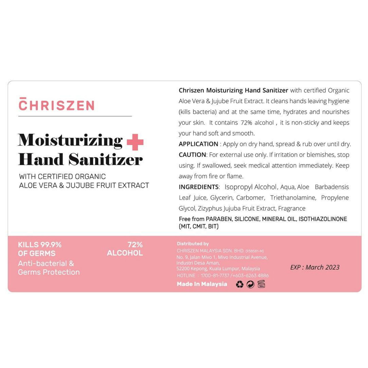 Chriszen Moisturizing Hand Sanitizer Flip White (50ml)