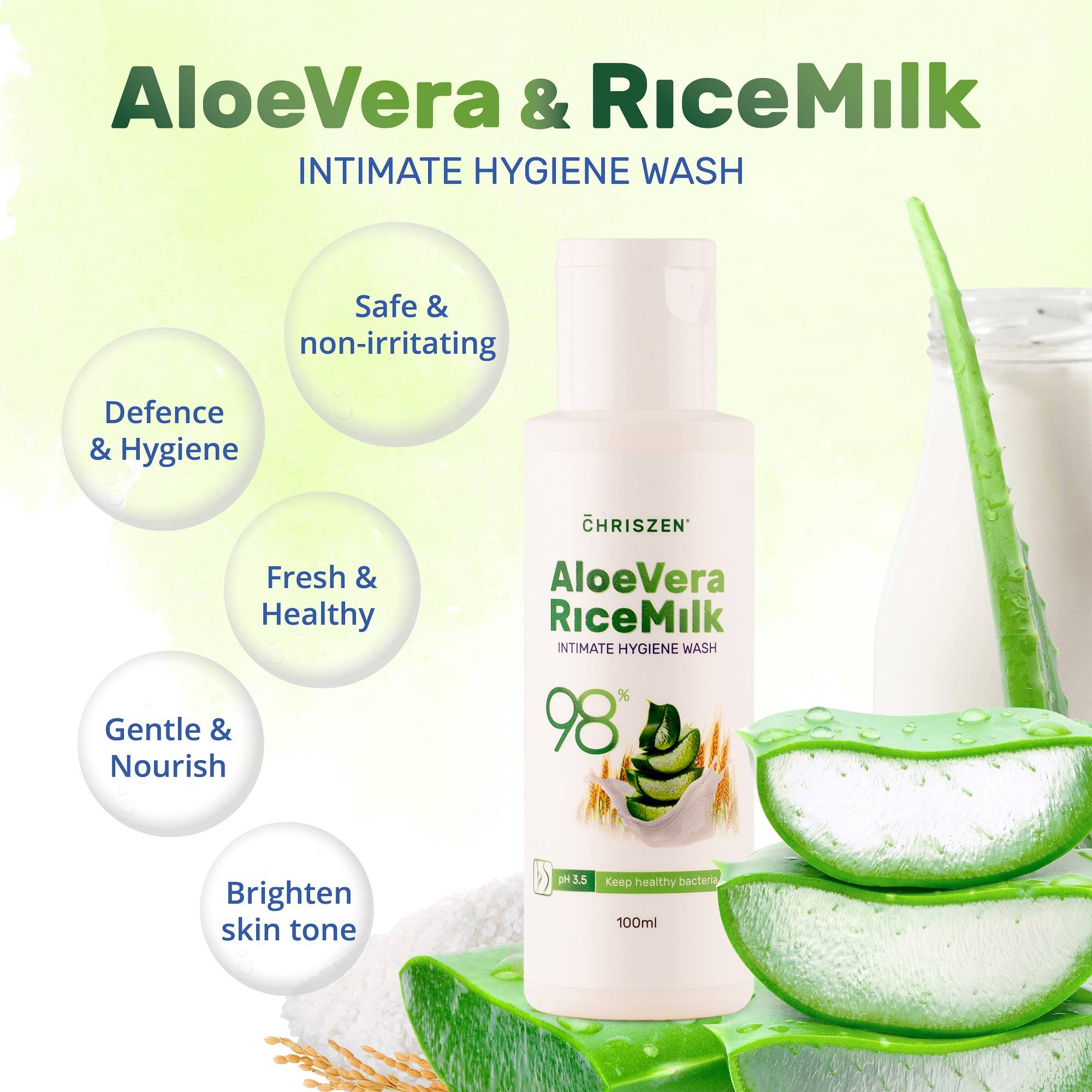 98% Aloe Vera & Rice Milk Intimate Hygiene Wash 100ml