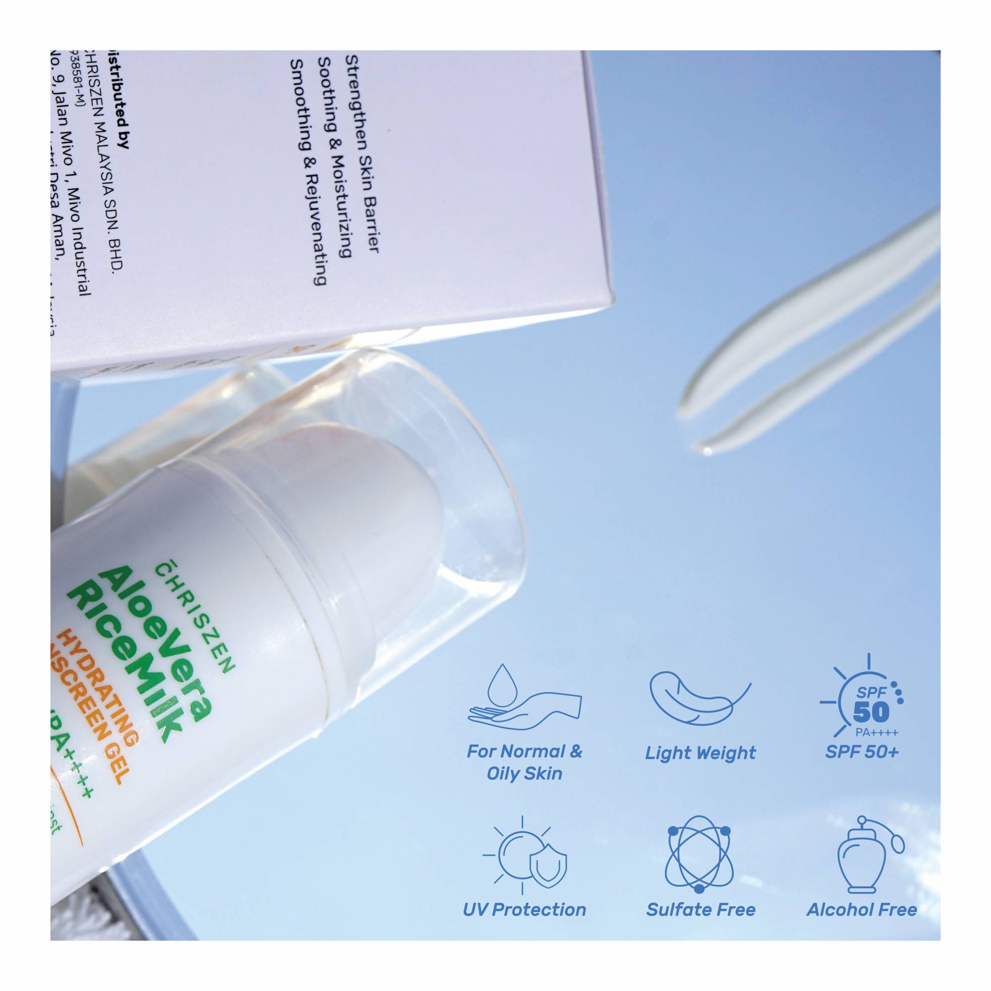 Chriszen Aloe Vera Rice Milk Hydrating Sunscreen Gel SPF 50+/PA