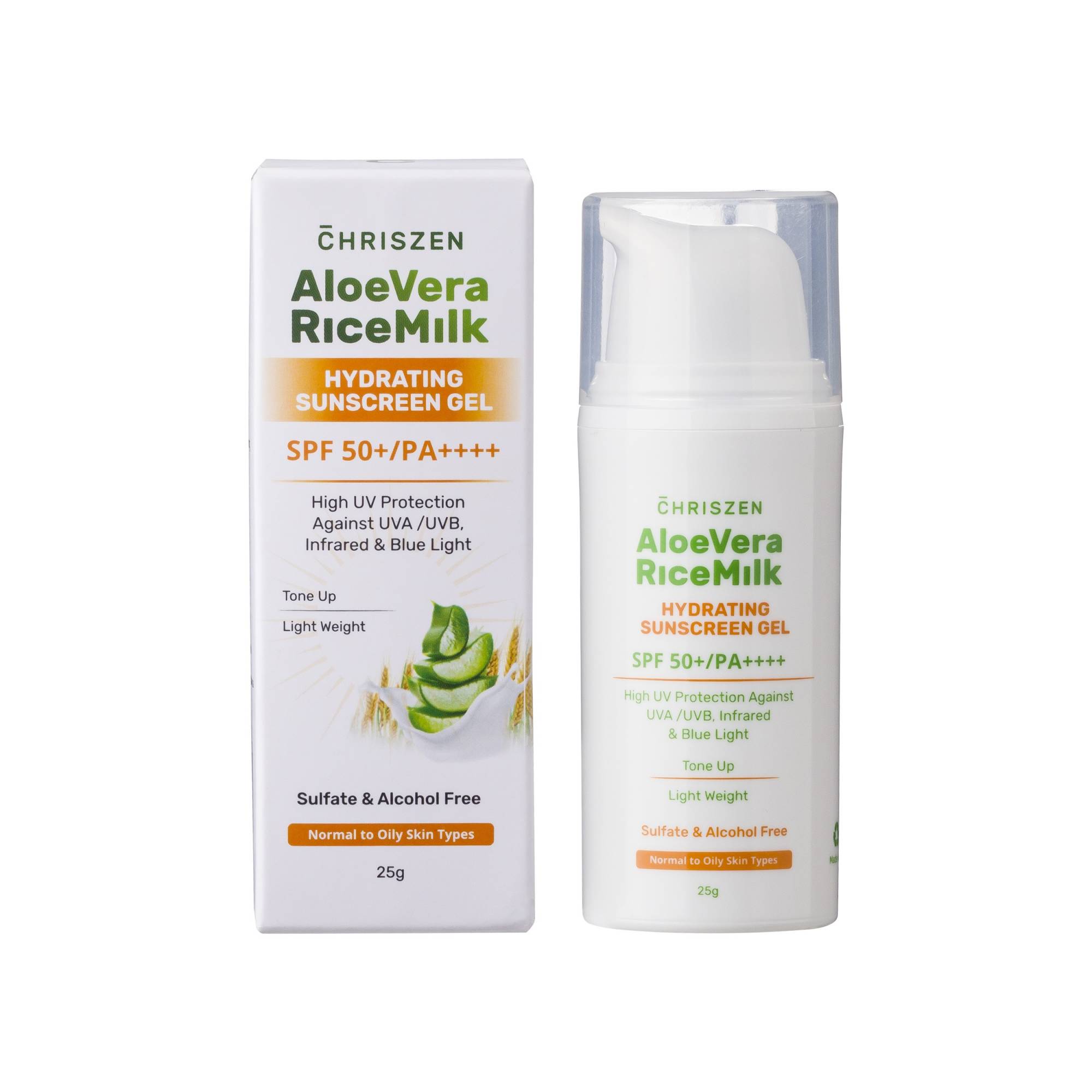Chriszen Aloe Vera Rice Milk Hydrating Sunscreen Gel SPF 50+/PA